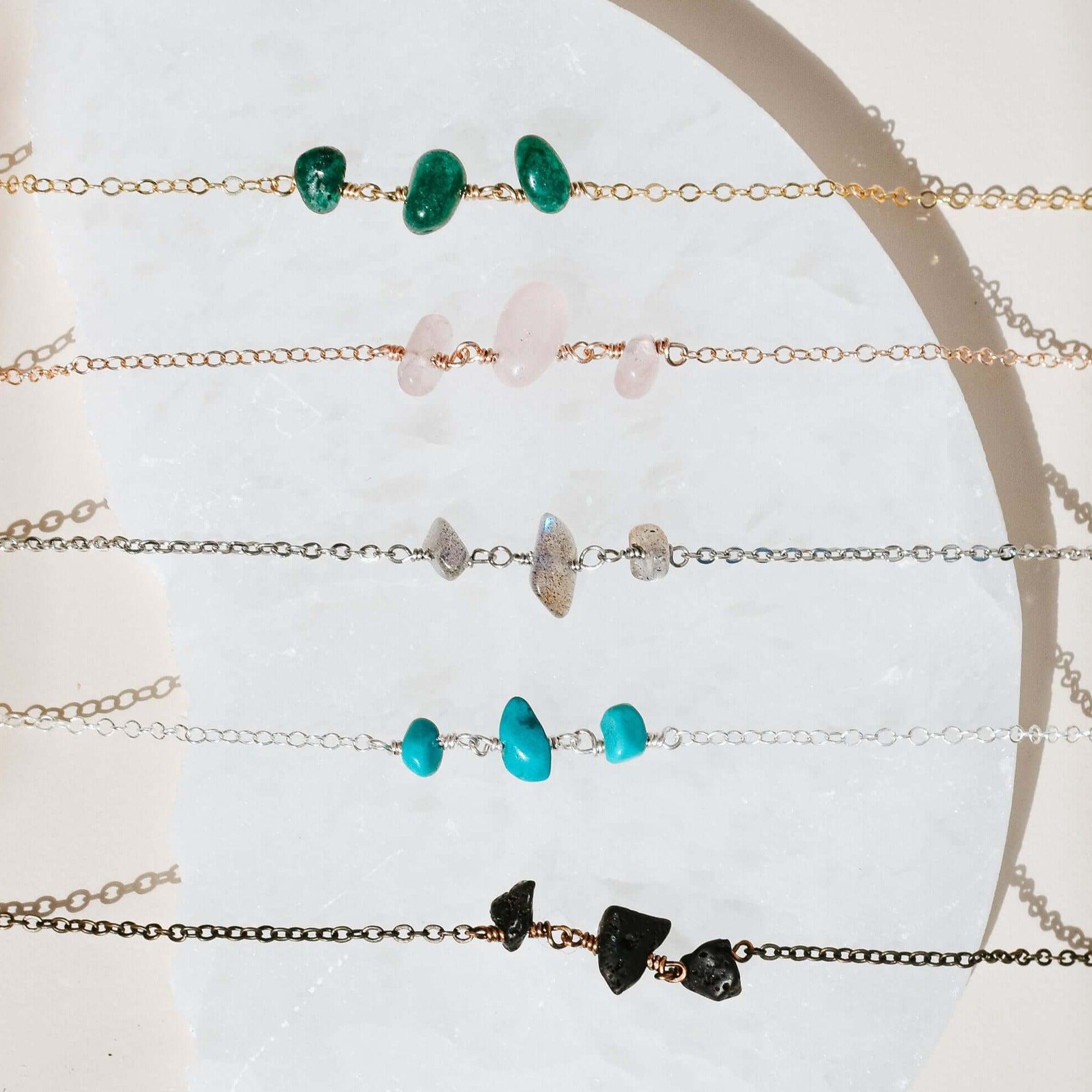 Custom Gemstone Beaded Chain Choker Necklace