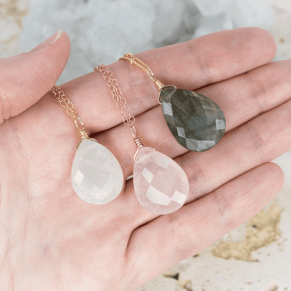 Long crystal pendant necklace store