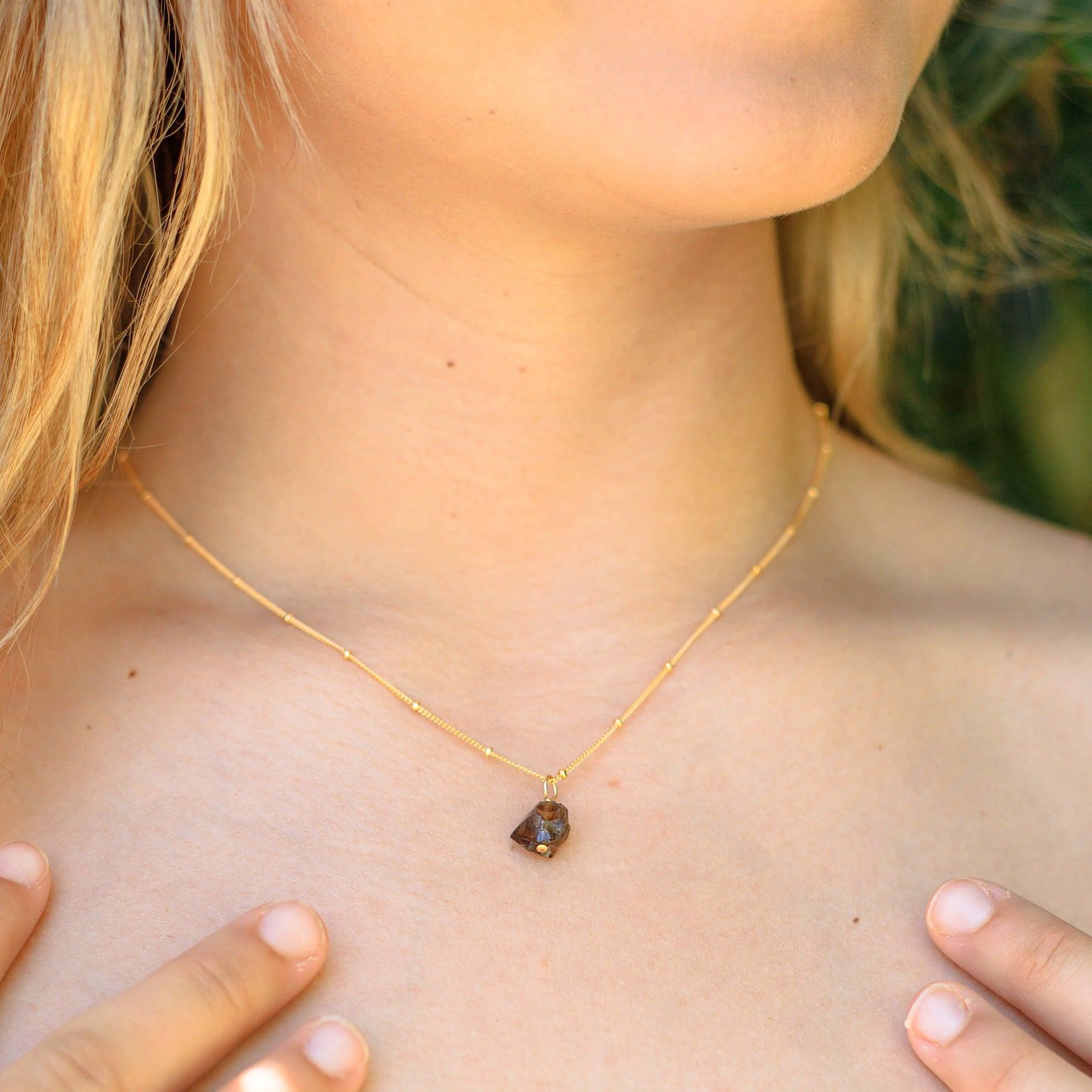 Raw smoky quartz necklace store